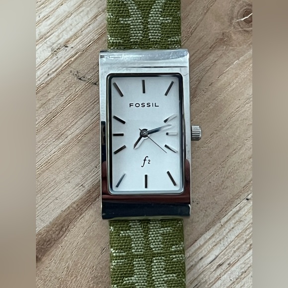 Fossil | Accessories | Fossil F2 Ladies Watch Green Strap Stainless ...
